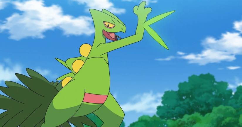 Sceptile posing in front of the trees and the blue skies (Pokemon Series)